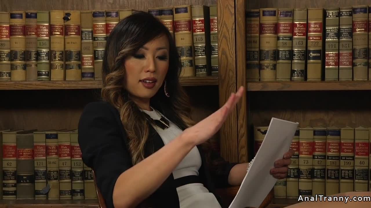 Tranny boss anal fucks employee on a desk - aShemaletube.com